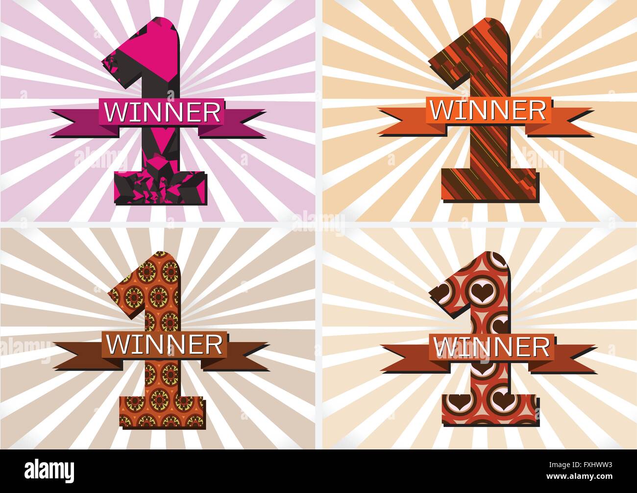 the Winner and Number One First Place sign simbol with ribbons Stock ...