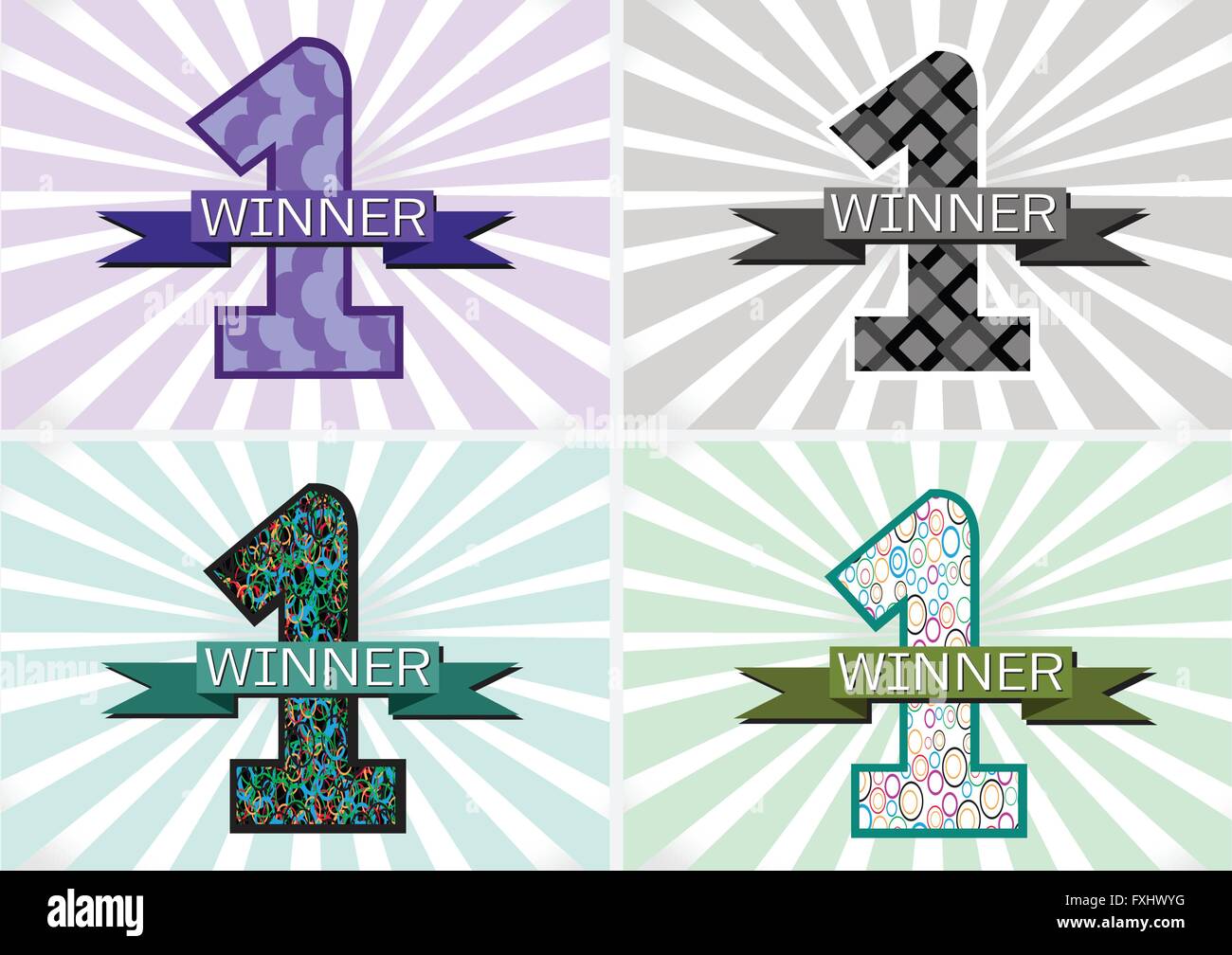 the Winner and Number One First Place sign simbol with ribbons Stock ...