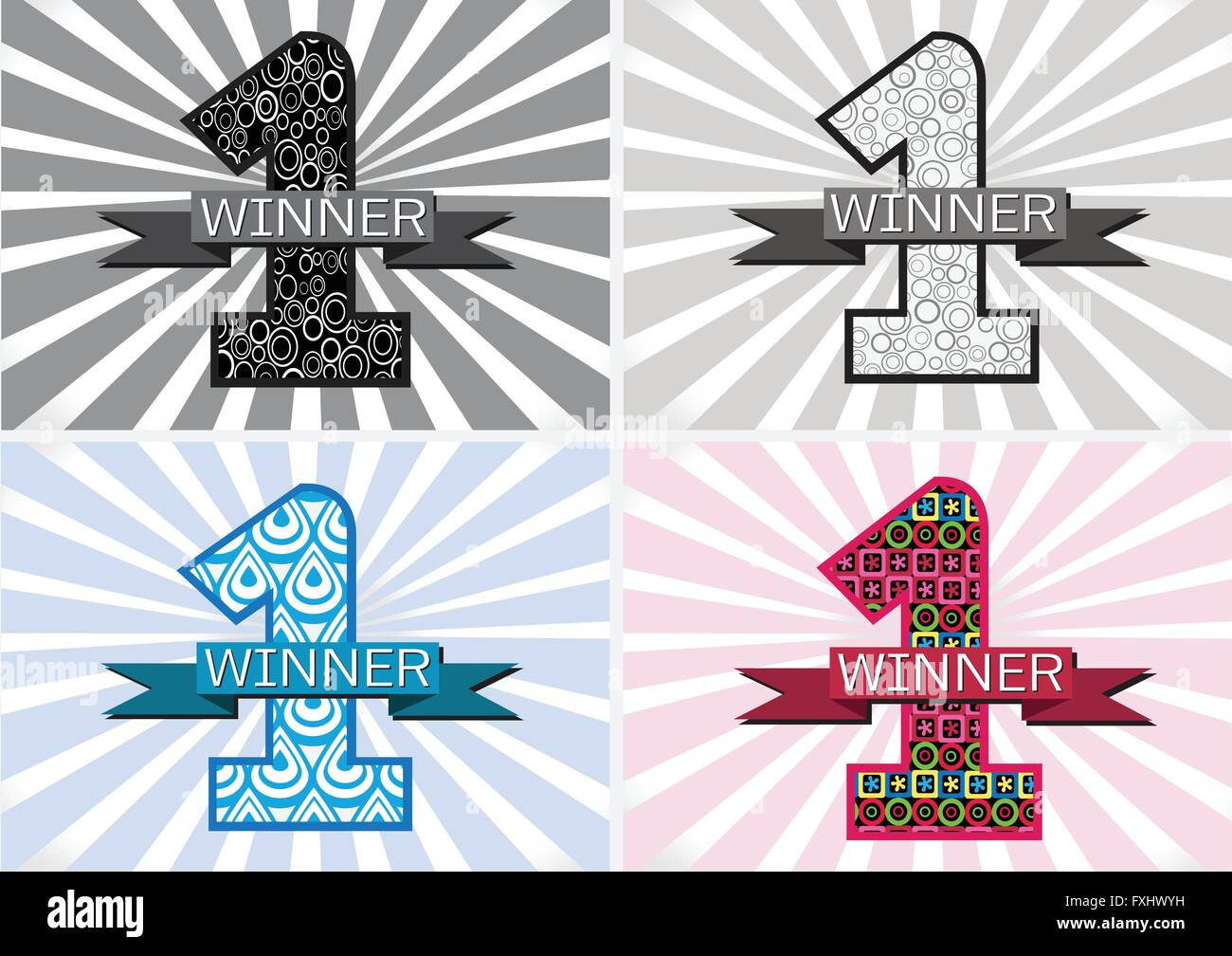 the Winner and Number One First Place sign simbol with ribbons Stock ...