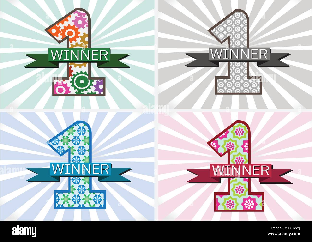 the Winner and Number One First Place sign simbol with ribbons Stock ...