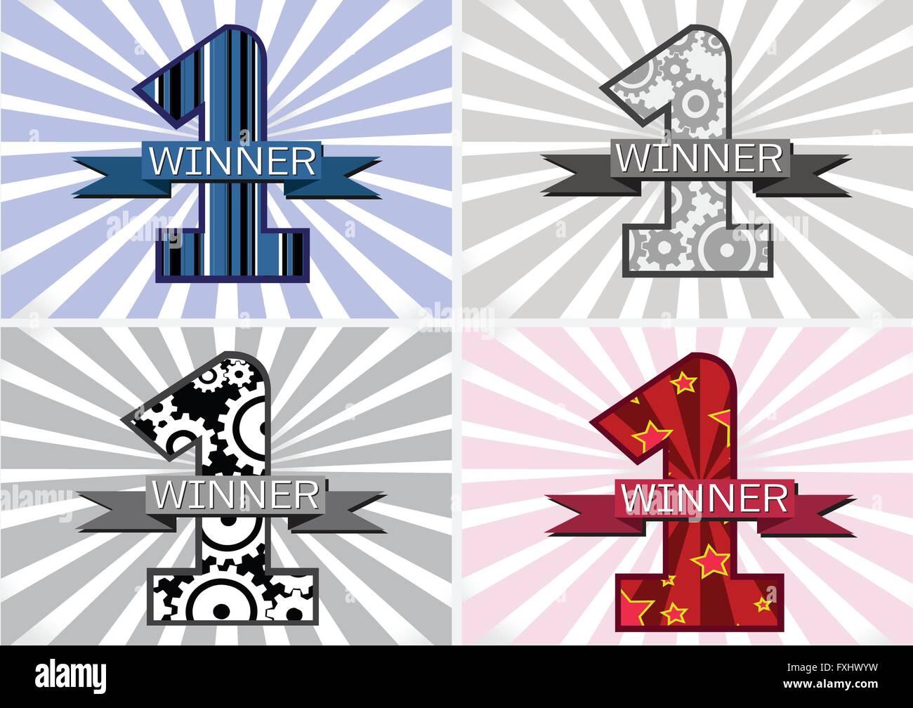 the Winner and Number One First Place sign simbol with ribbons Stock ...