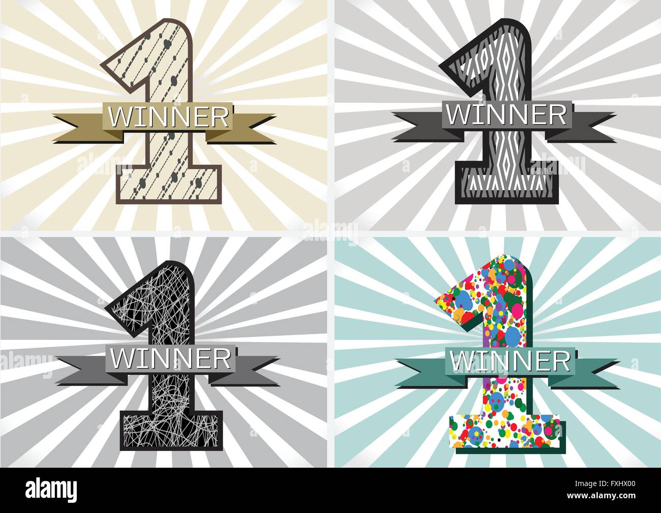 the Winner and Number One First Place sign simbol with ribbons Stock ...