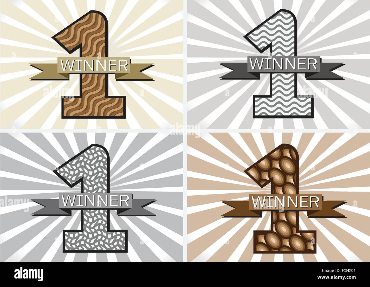 the Winner and Number One First Place sign simbol with ribbons Stock ...