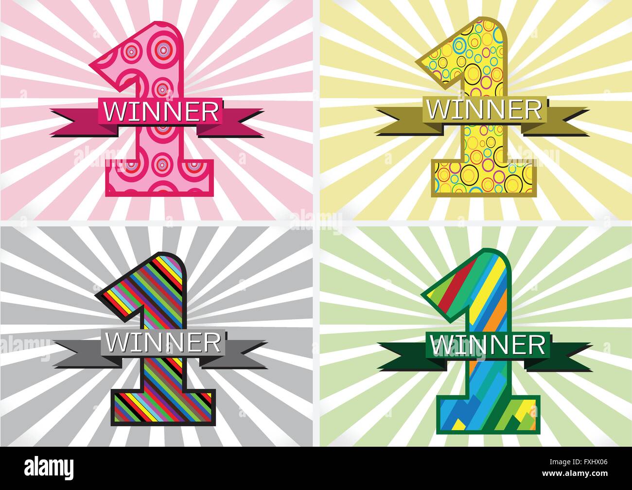 the Winner and Number One First Place sign simbol with ribbons Stock ...