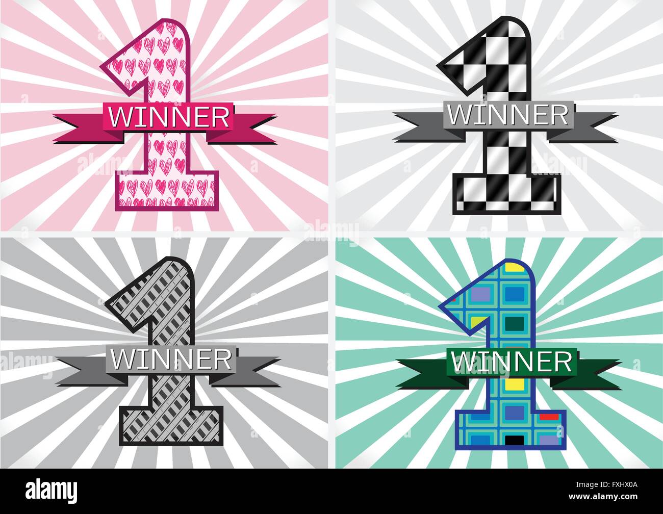 the Winner and Number One First Place sign simbol with ribbons Stock ...