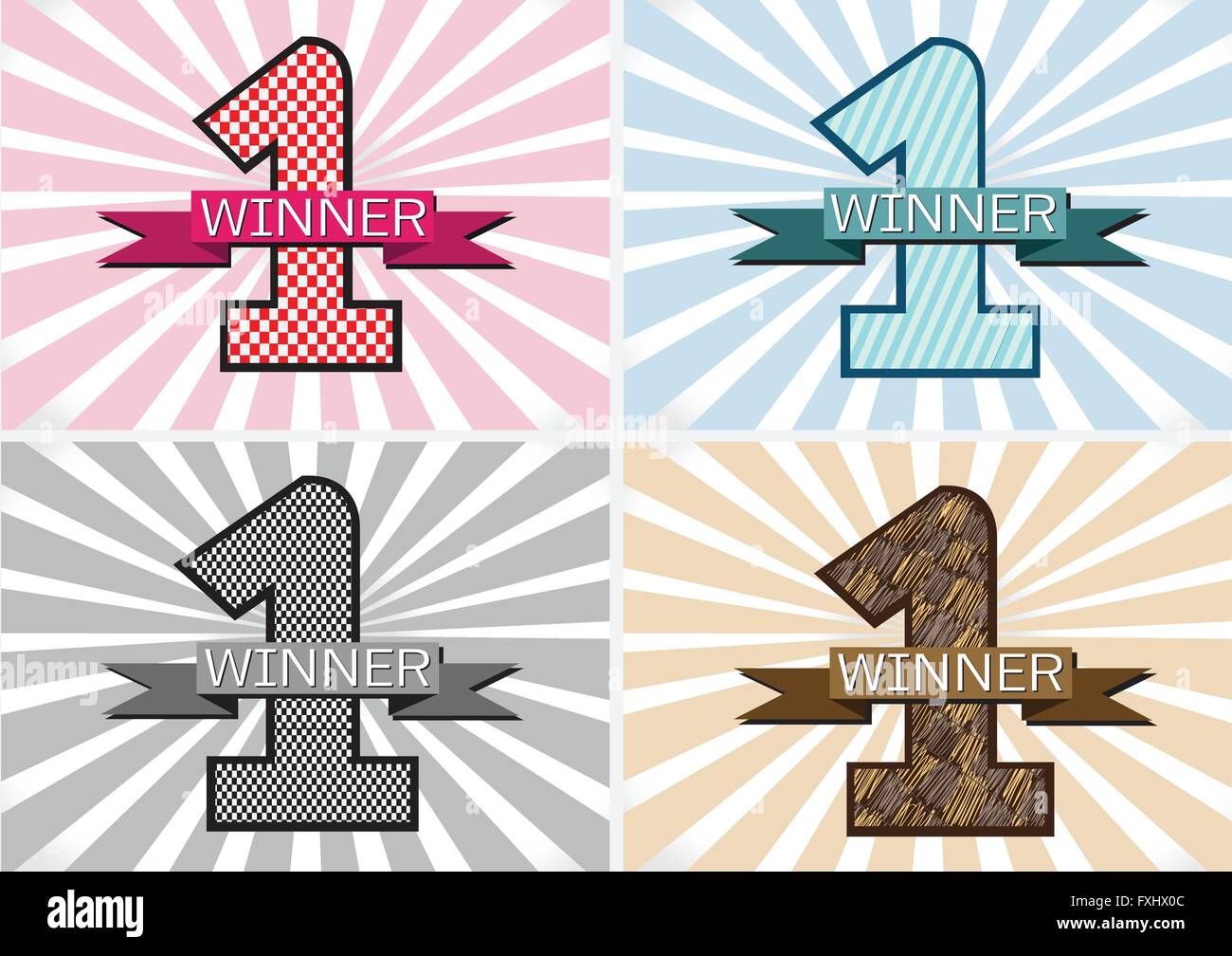 the Winner and Number One First Place sign simbol with ribbons Stock ...