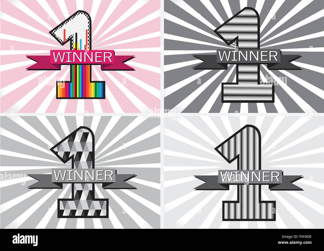 the Winner and Number One First Place sign simbol with ribbons Stock ...