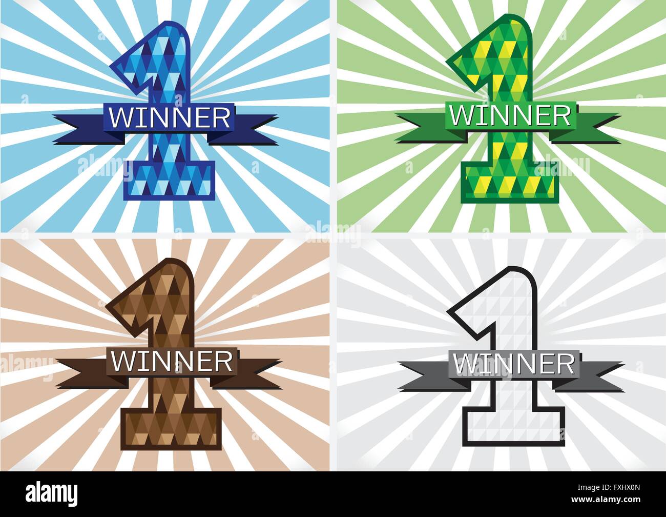 the Winner and Number One First Place sign simbol with ribbons Stock ...