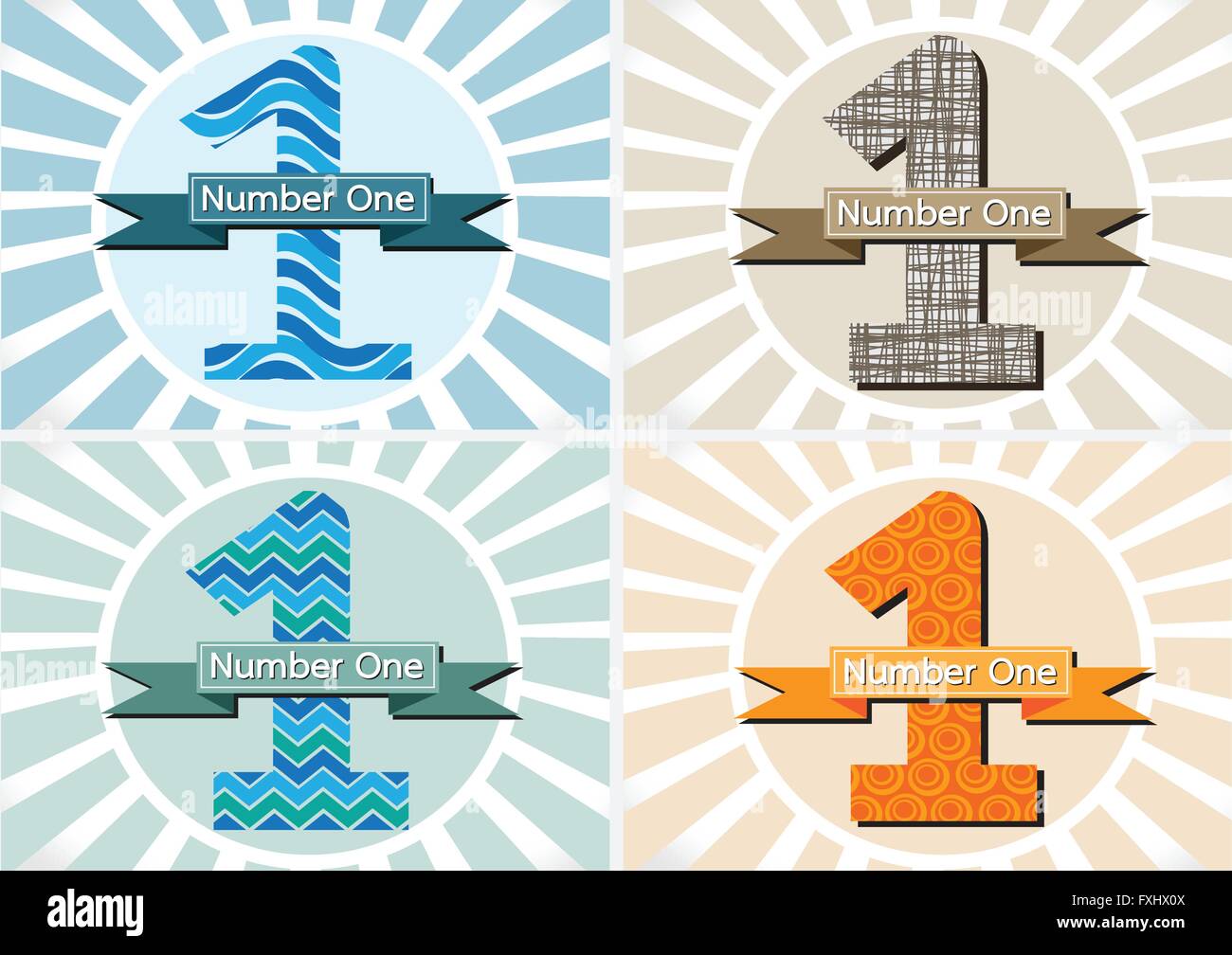 Number One and the Winner First Place sign simbol with ribbons Stock ...