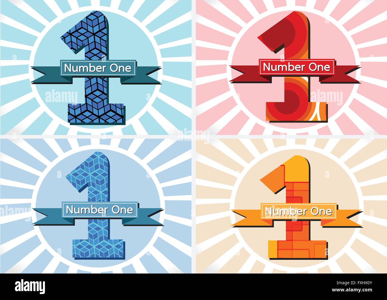 Number One and the Winner First Place sign simbol with ribbons Stock ...