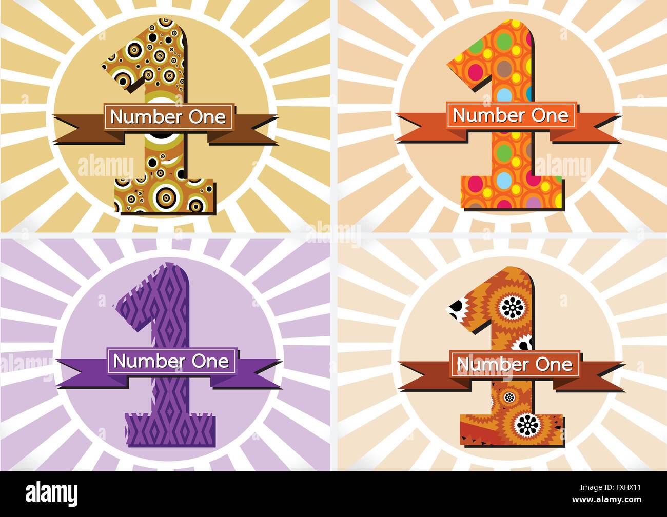 Number One and the Winner First Place sign simbol with ribbons Stock ...