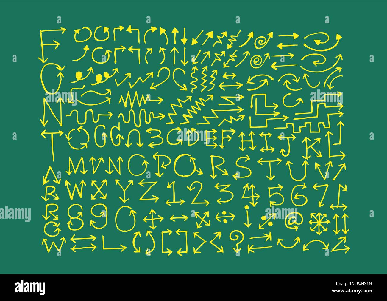 sketch arrows alphabet , Arrow font A through Z and numbers Stock Vector Image & Art - Alamy