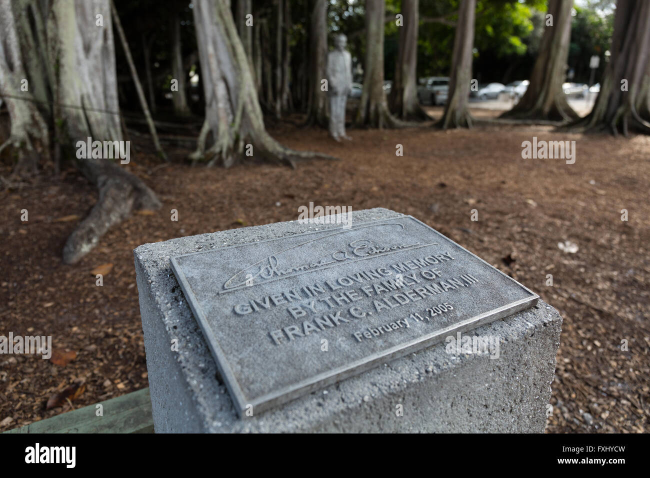 Memorial stone to Thomas Edison Stock Photo - Alamy