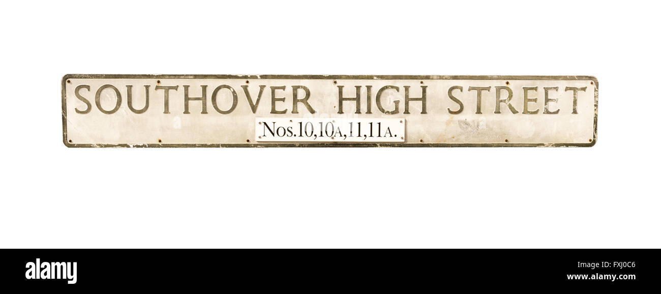 Southover High Street - street / road name Stock Photo - Alamy