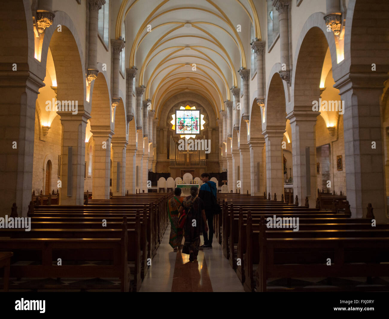 Main nave of St Catherine's Church, Bethlehem Stock Photo - Alamy