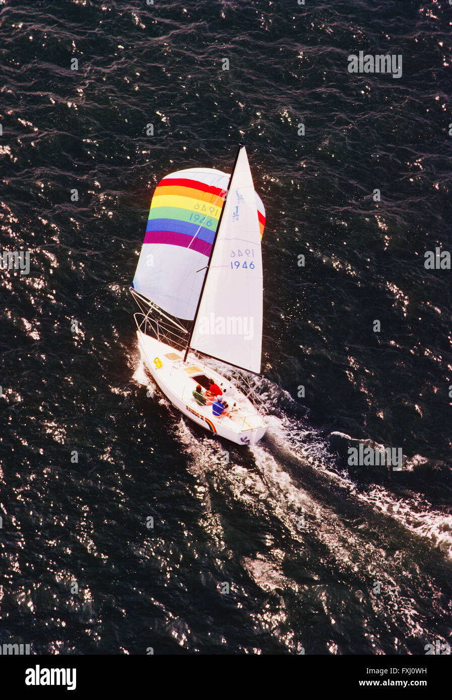 Aerial view of sailboat off New Jersey coast, Atlantic Ocean, USA Stock ...