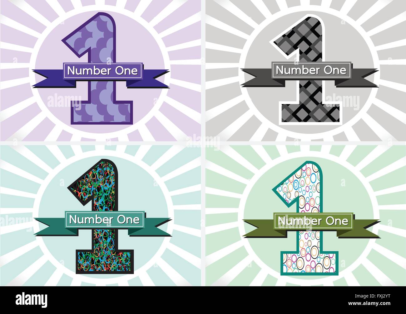 Number One and the Winner First Place sign simbol with ribbons Stock ...