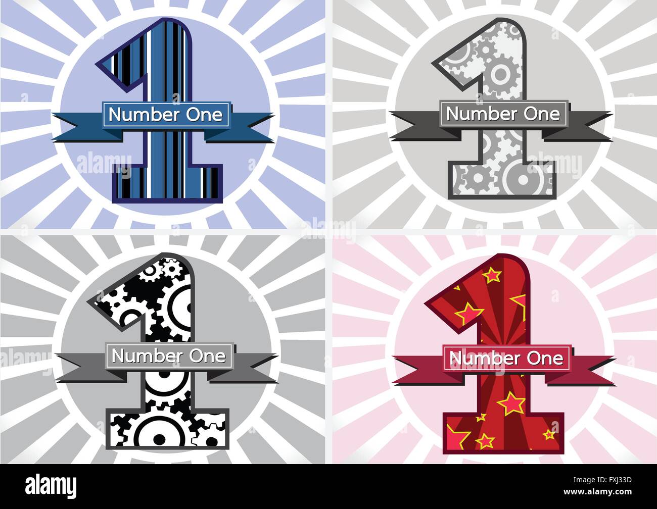 Number One and the Winner First Place sign simbol with ribbons Stock ...