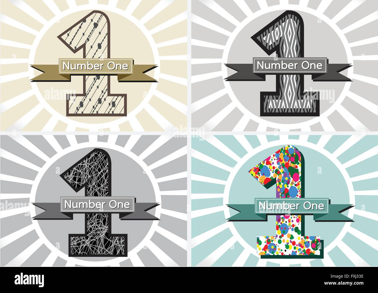 Number One and the Winner First Place sign simbol with ribbons Stock ...