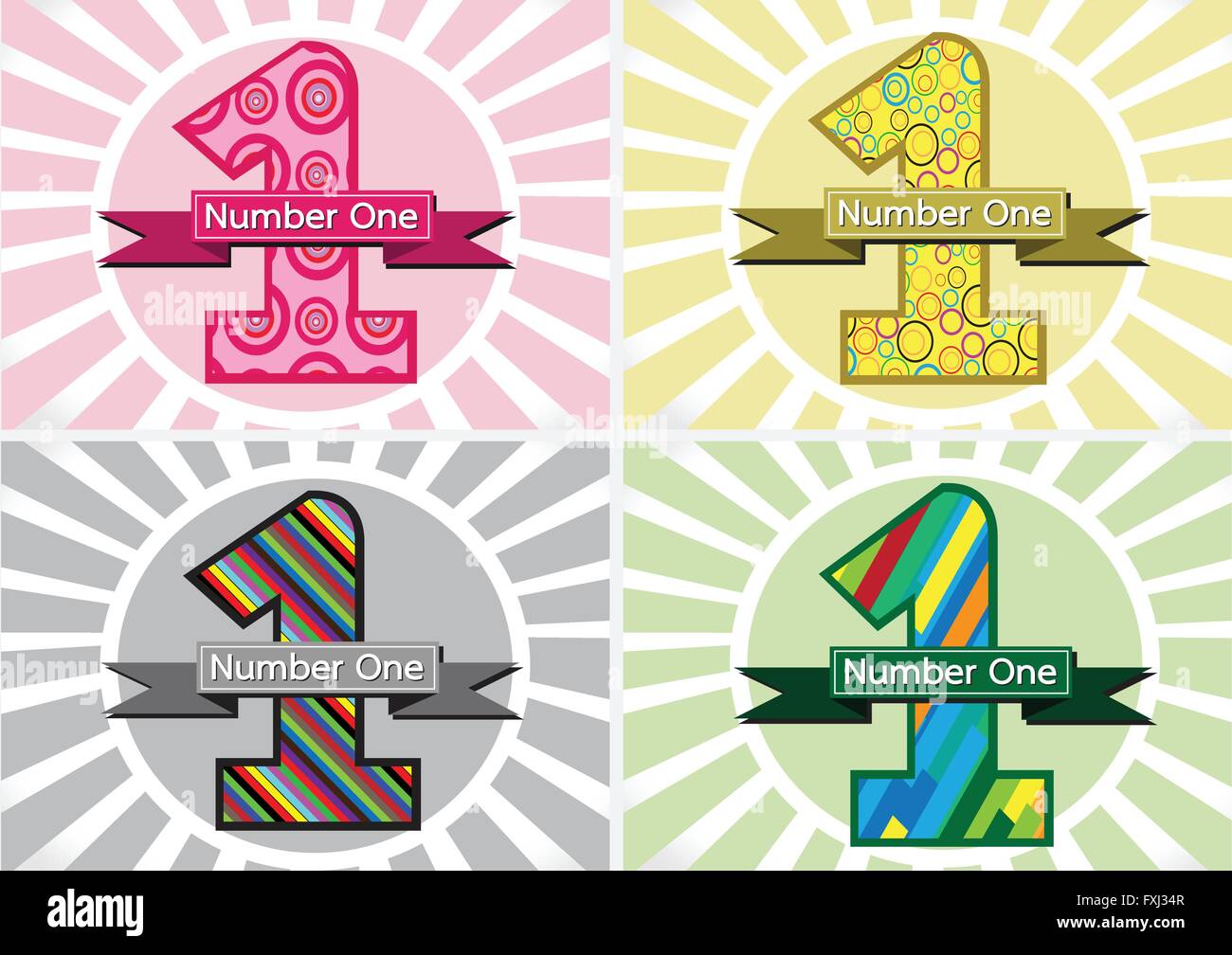 Number One and the Winner First Place sign simbol with ribbons Stock ...