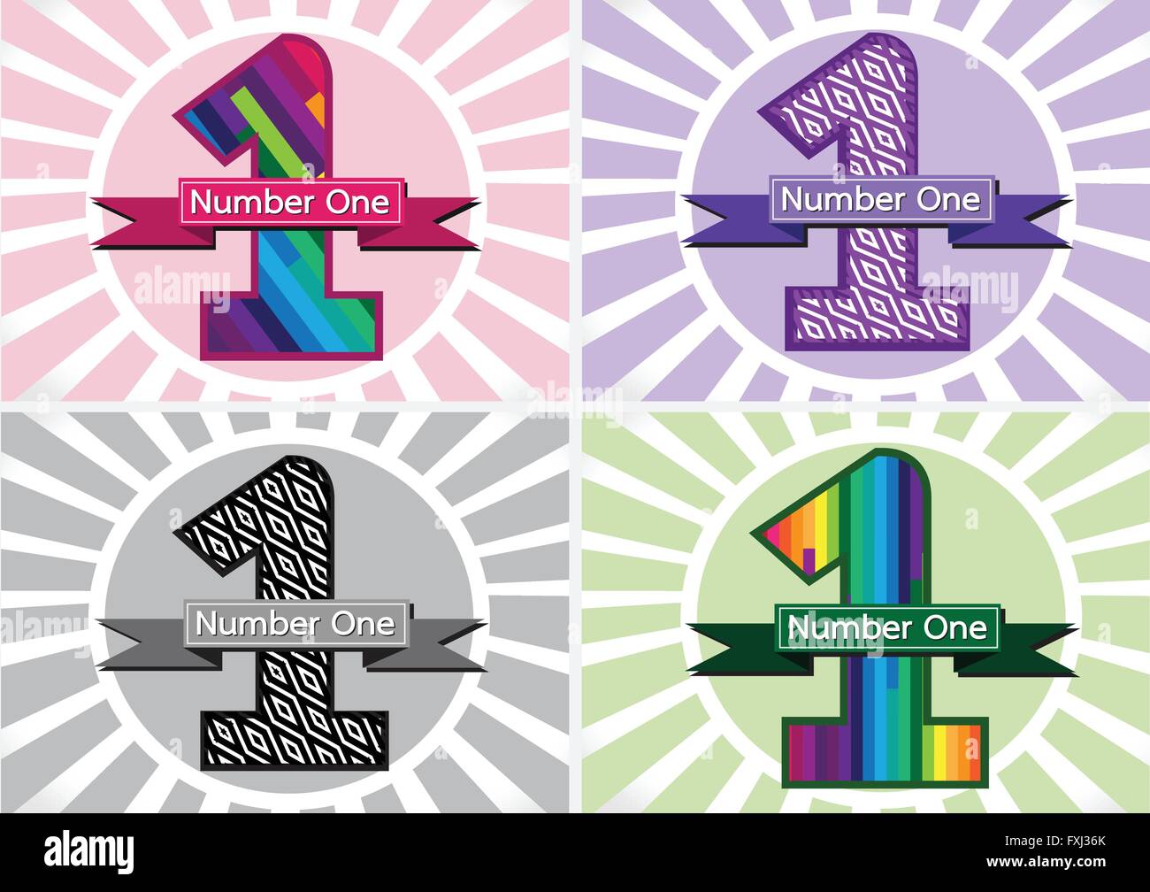 Number One and the Winner First Place sign simbol with ribbons Stock ...