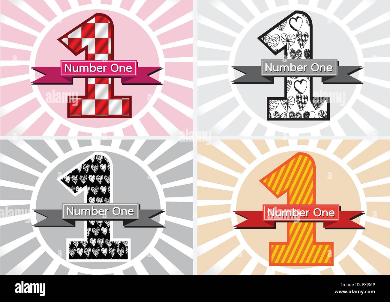 Number One and the Winner First Place sign simbol with ribbons Stock ...