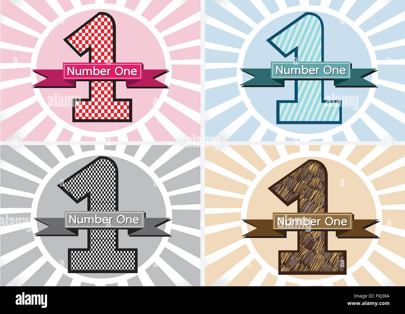 Number One and the Winner First Place sign simbol with ribbons Stock ...