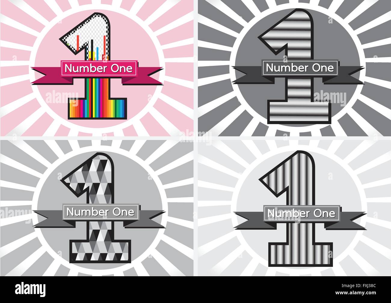 Number One and the Winner First Place sign simbol with ribbons Stock ...