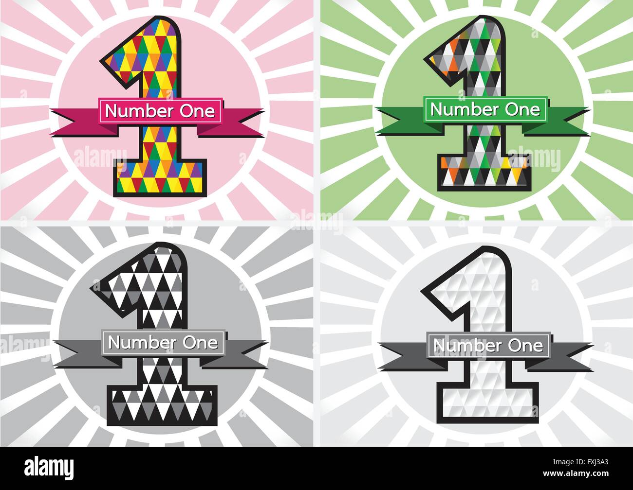 Number One and the Winner First Place sign simbol with ribbons Stock ...