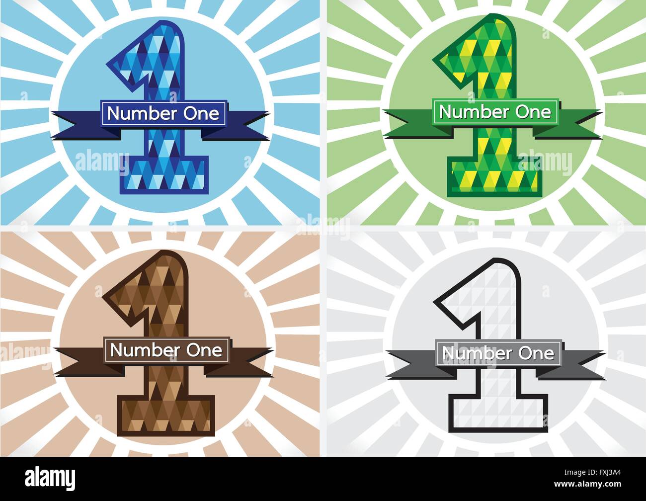 Number One and the Winner First Place sign simbol with ribbons Stock ...