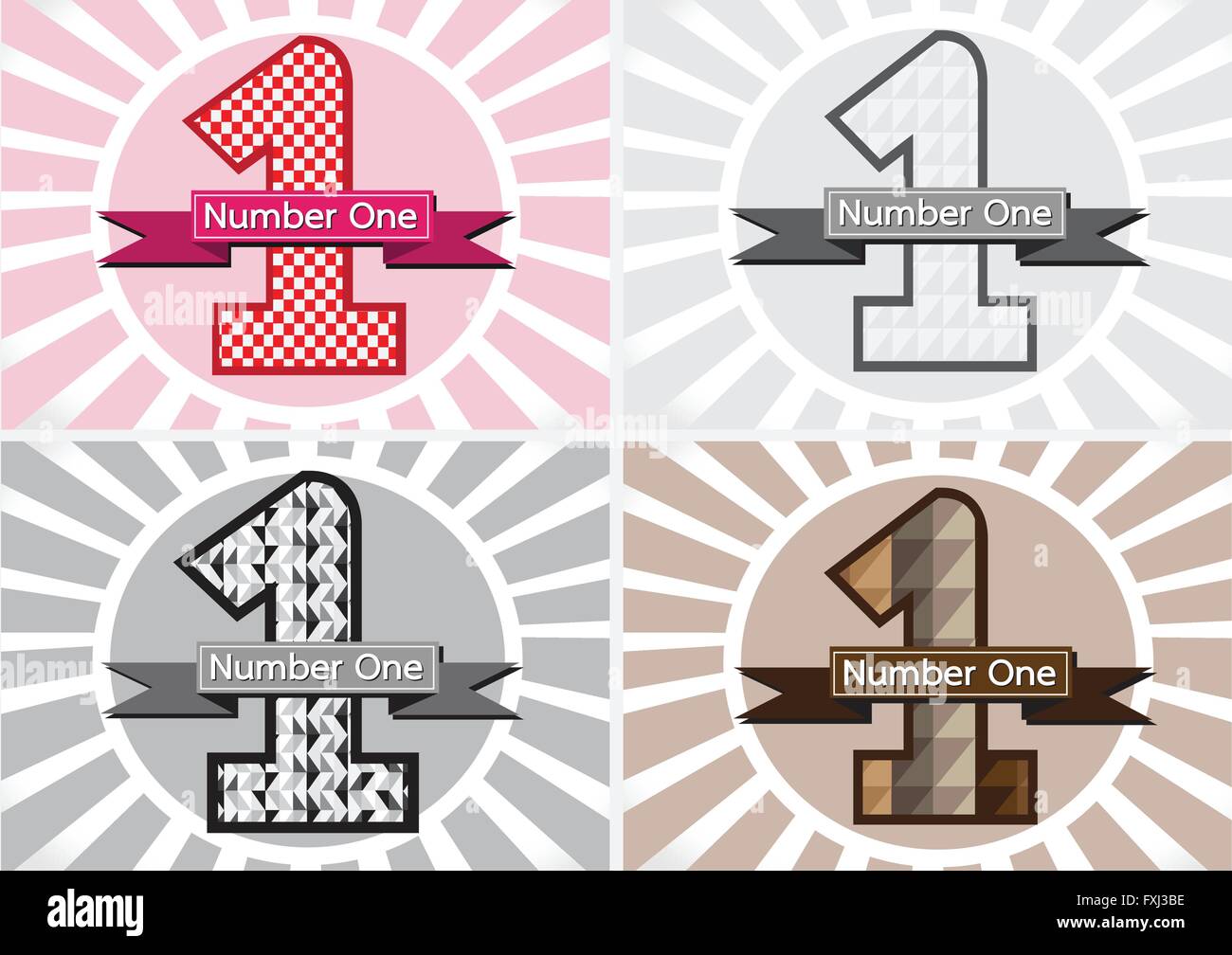 Number One and the Winner First Place sign simbol with ribbons Stock ...