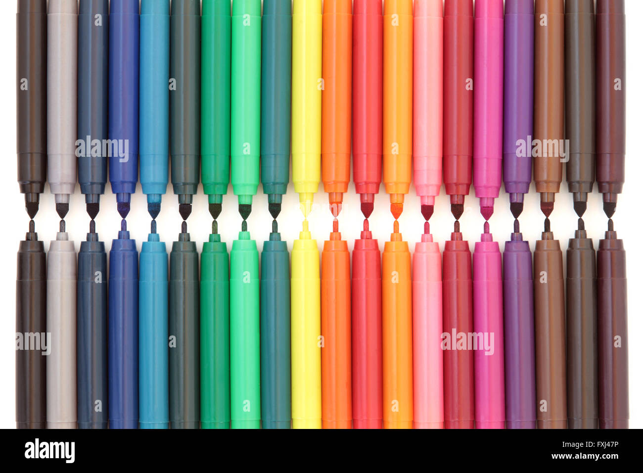 Large multi colored felt tip pen selection over white background Stock ...