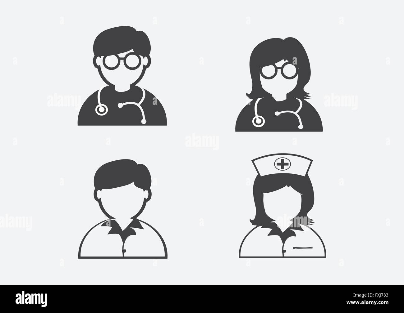 Doctor Nurse Patient Sick Icon Sign Symbol Pictogram Stock Vector Image ...