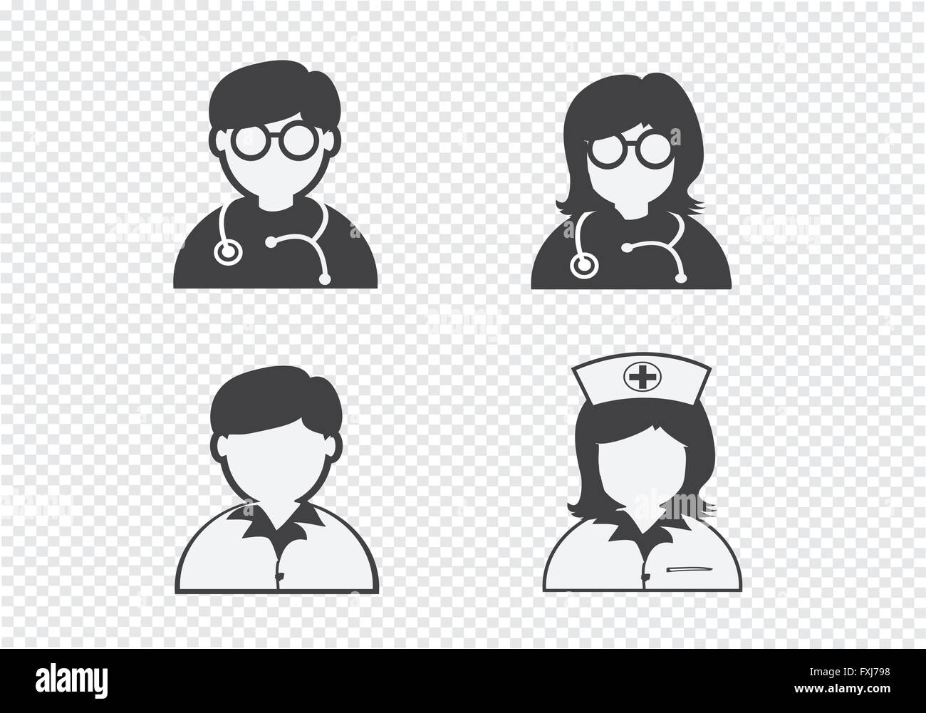 Doctor Nurse Patient Sick Icon Sign Symbol Pictogram Stock Vector Image ...