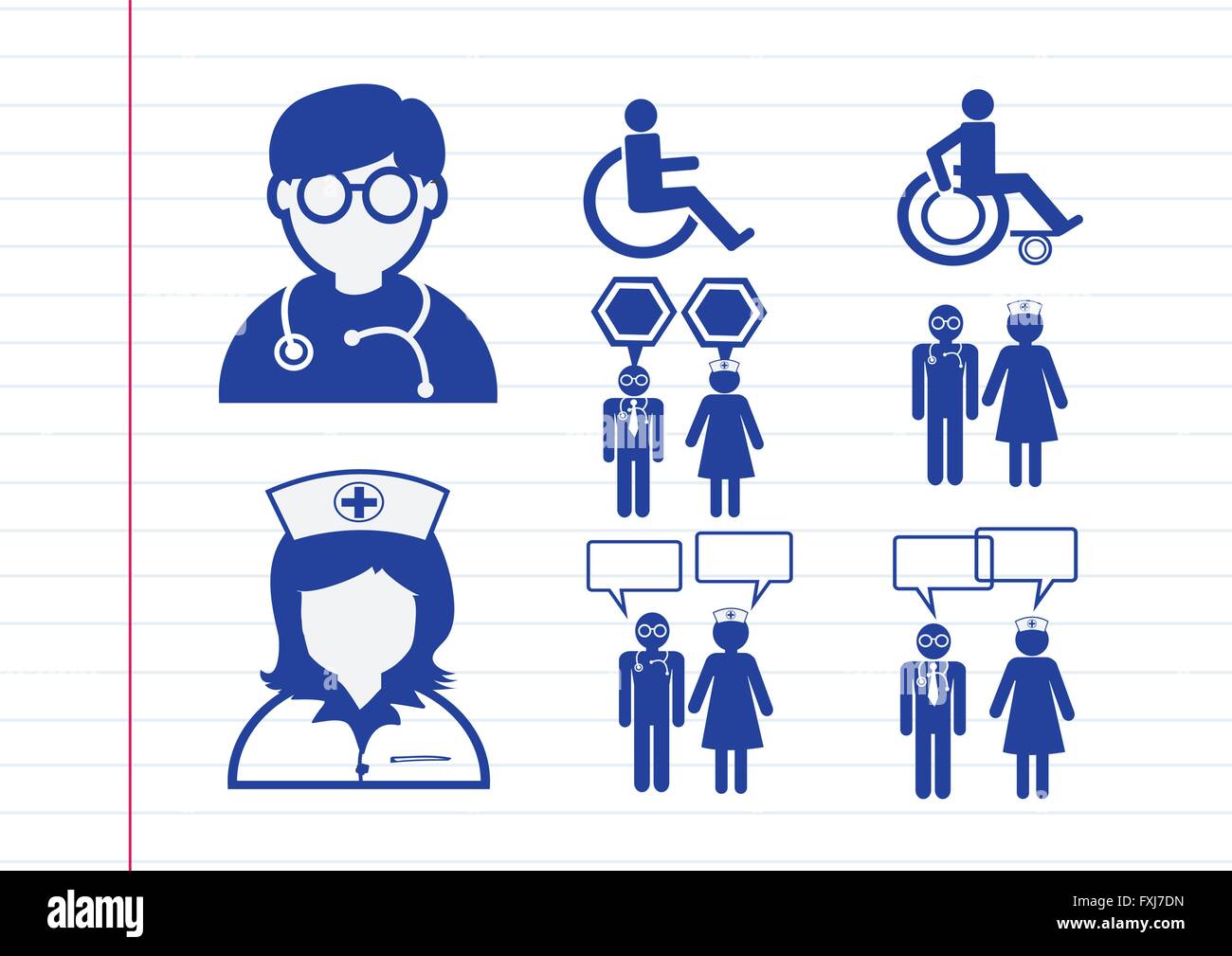 Doctor Nurse Patient Sick Icon Sign Symbol Pictogram Stock Vector Image ...