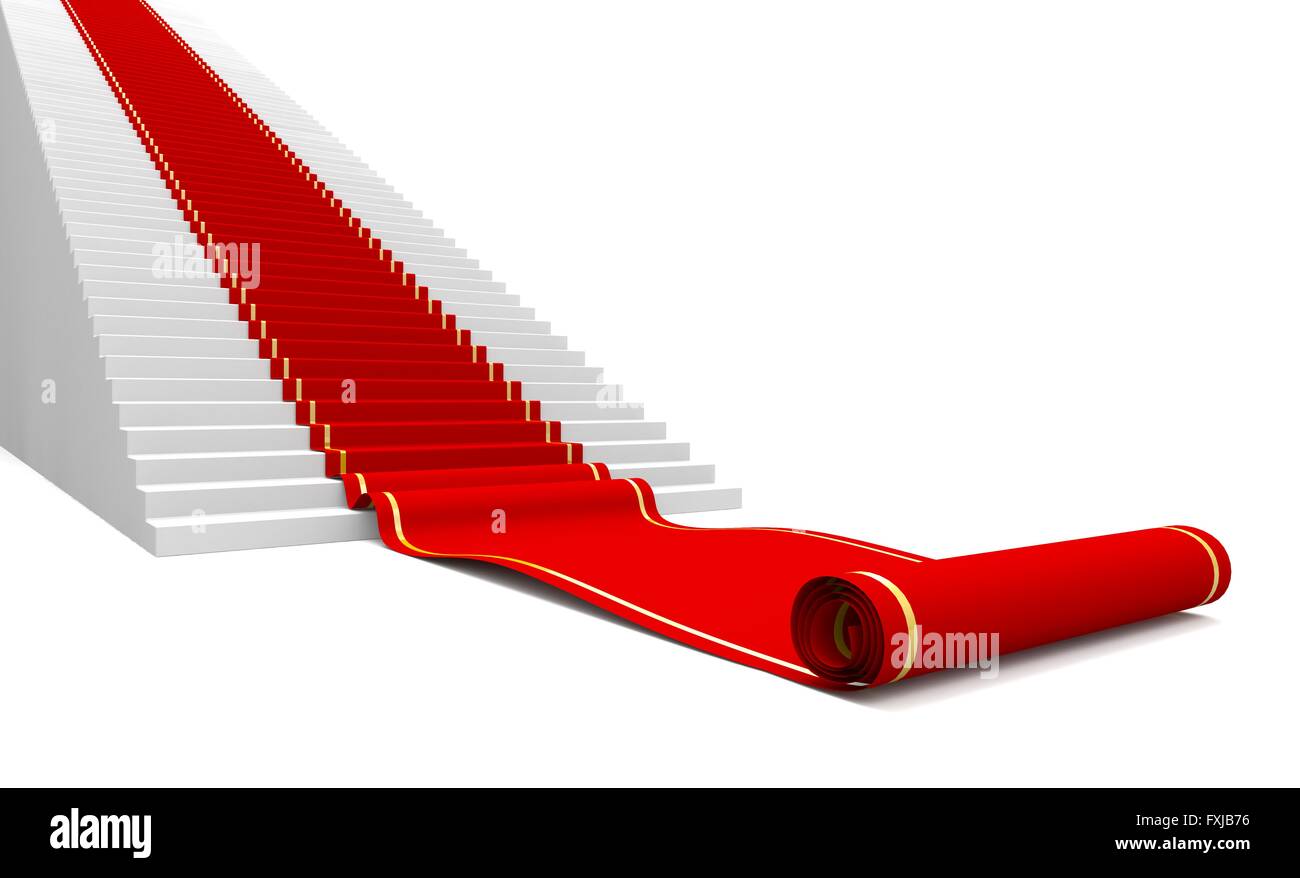 Red carpet on the success ladder. Concept. 3d illustration Stock Photo ...