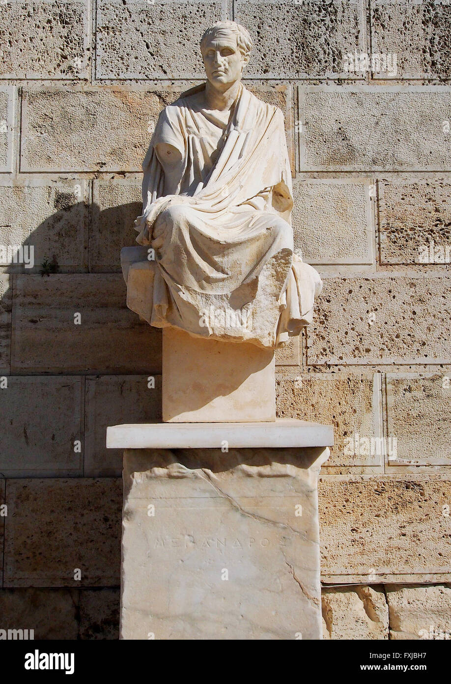 Reconstruction of the statue of Menander at the base of the Athenian ...
