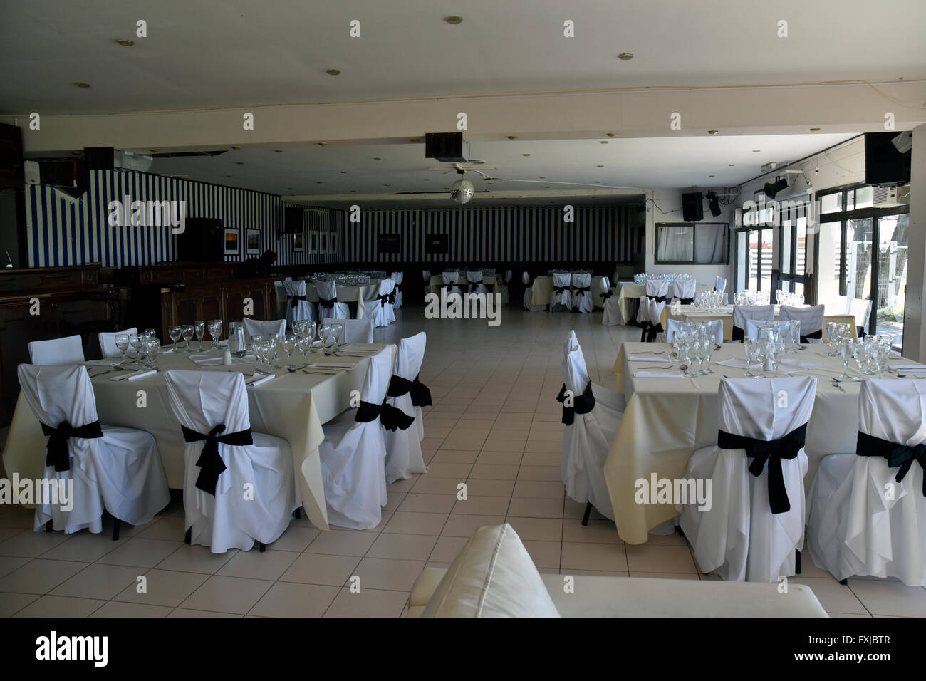 Hall set up for a party Stock Photo - Alamy