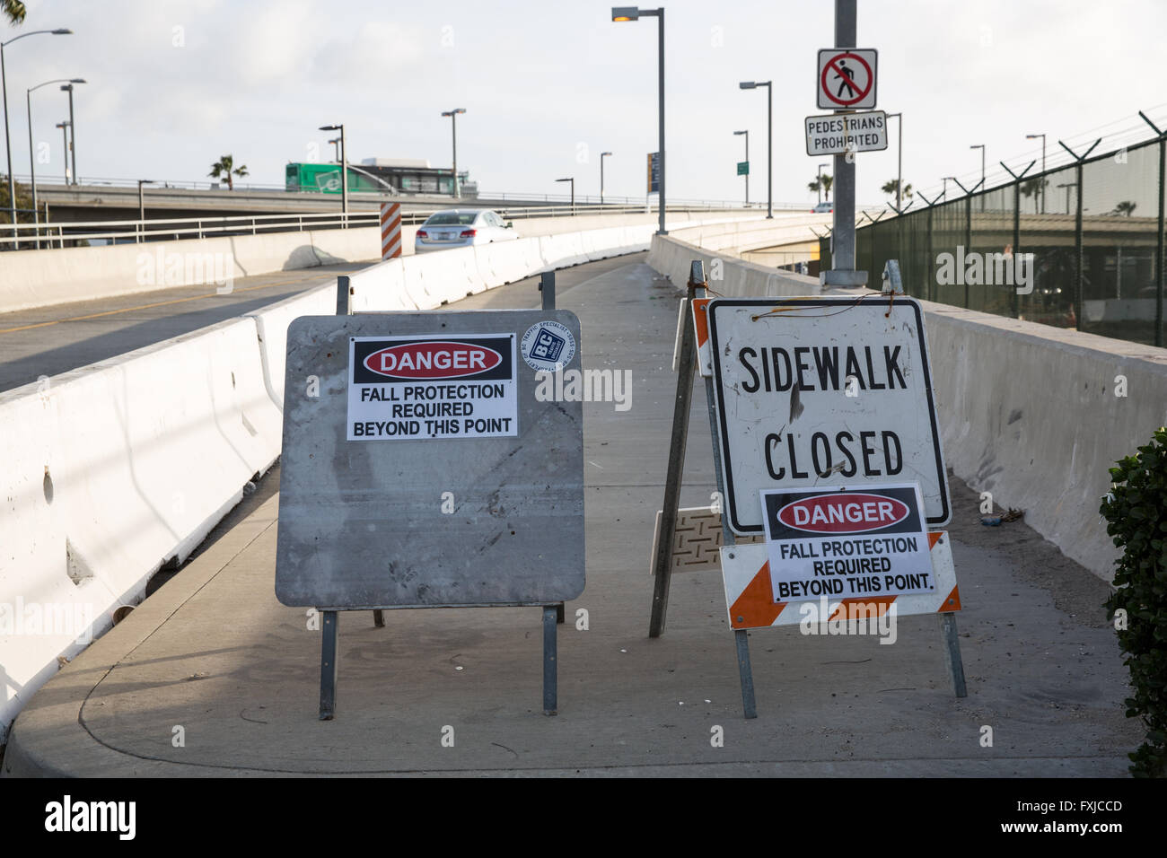 Danger and Sidewalk Closed Signs Stock Photo - Alamy