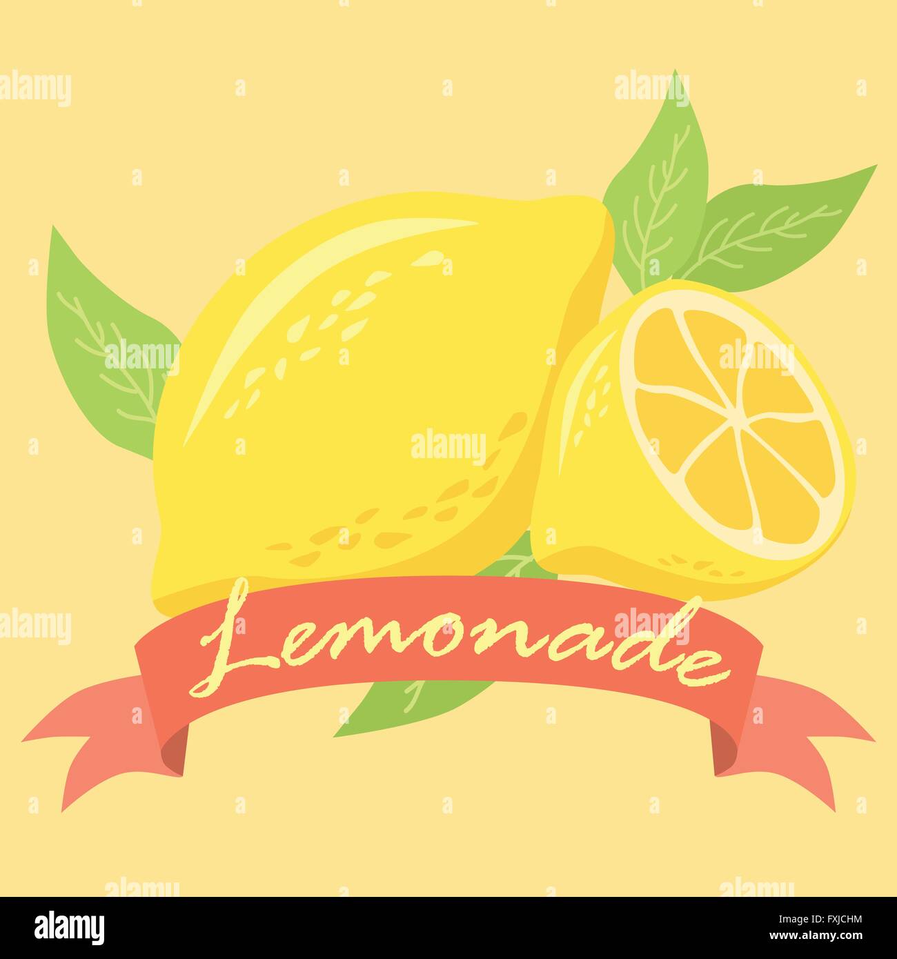 Lemonade Fruit Design Poster with Red Banner Stock Vector Image & Art ...