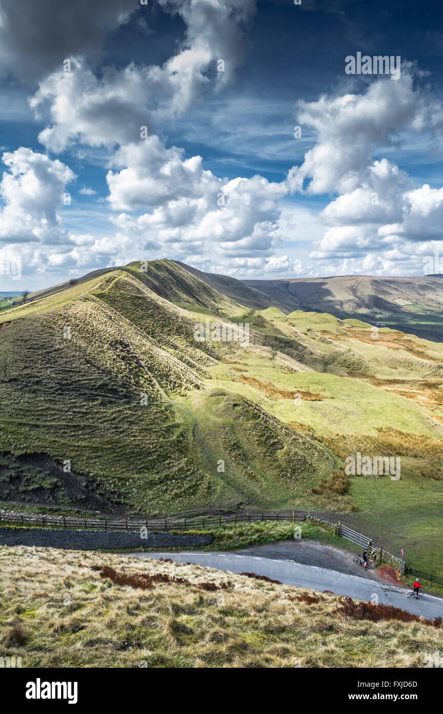 The Great Ridge looking from Mam Tor showing small hills caused by ...