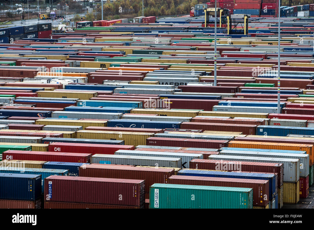 Large number of containers in Forth Port Grangemouth Stock Photo - Alamy