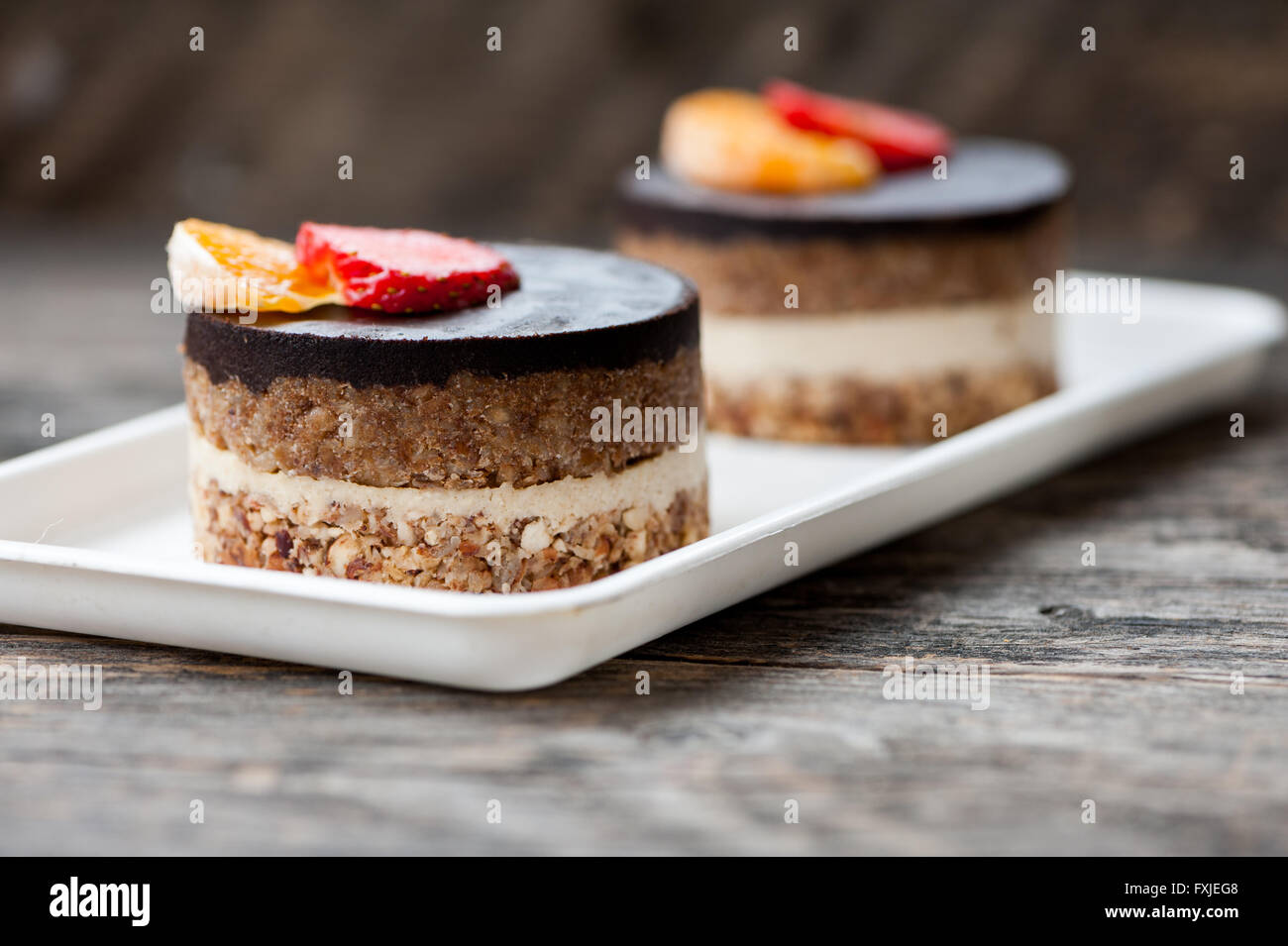 Raw vegan cake with chocolate Stock Photo - Alamy