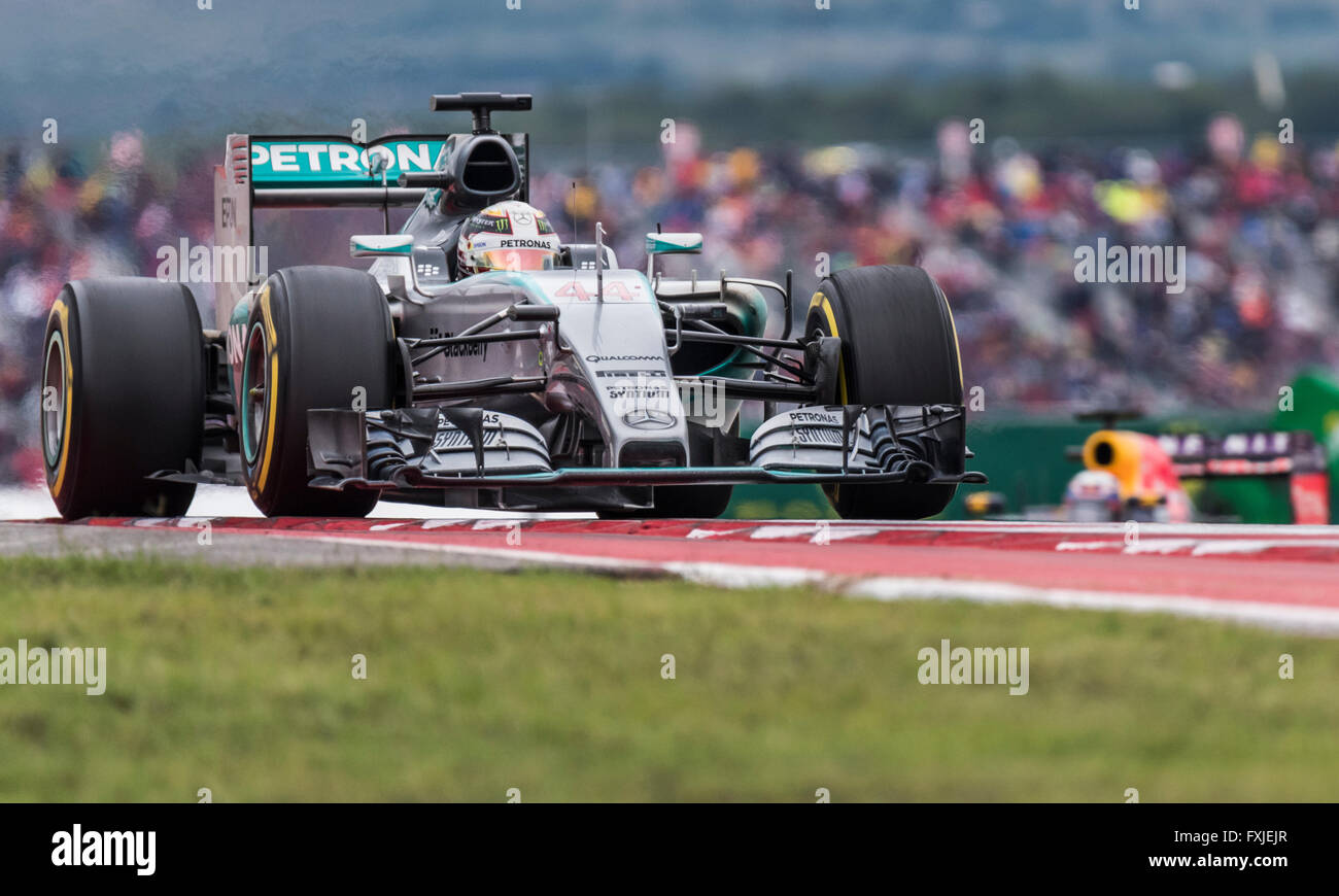 Lewis Hamilton of Mercedes AMG Petronas crests the hill at turn 9 of ...