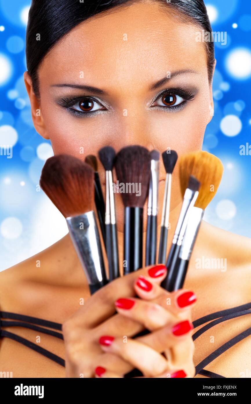 Woman eye makeup shiny hi-res stock photography and images - Alamy