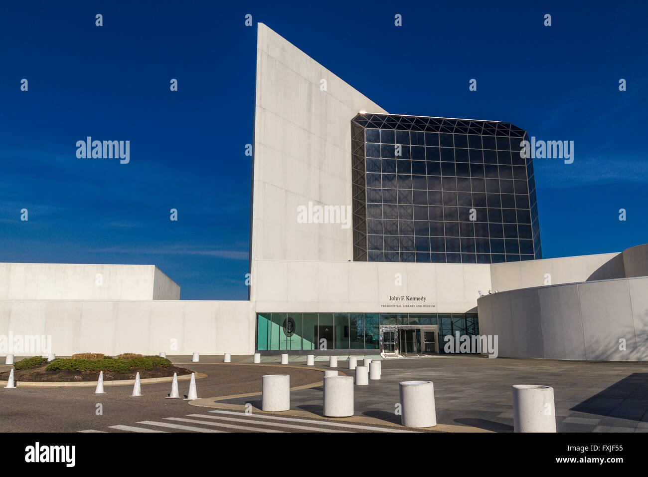 The exterior of the John F Kennedy Presidential Library and Museum ...