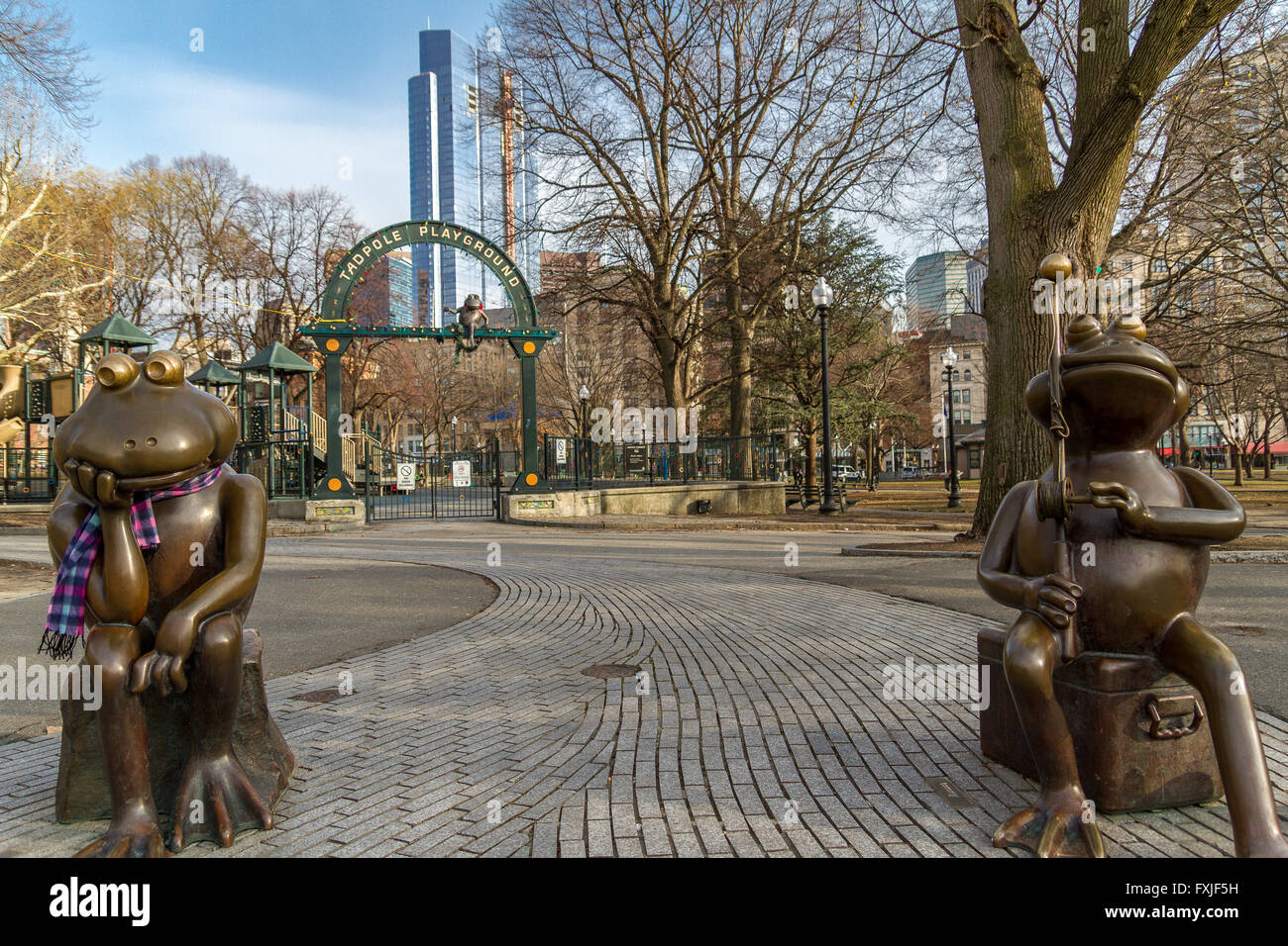 Two bronze frog sculptures at the entrance to The Tadpole Children's ...