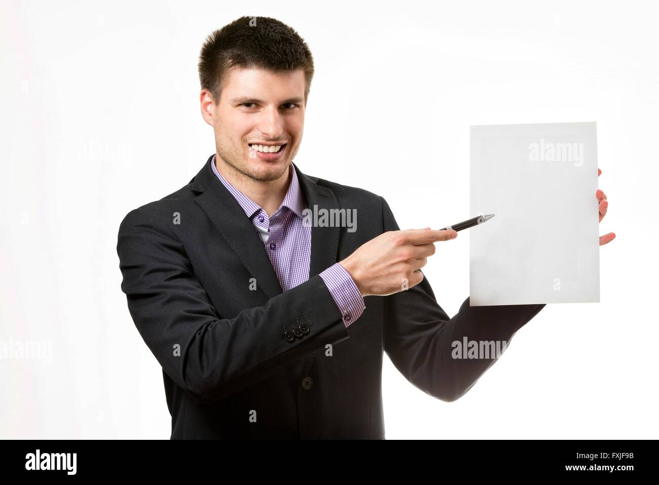 Suited man holding sign hi-res stock photography and images - Alamy