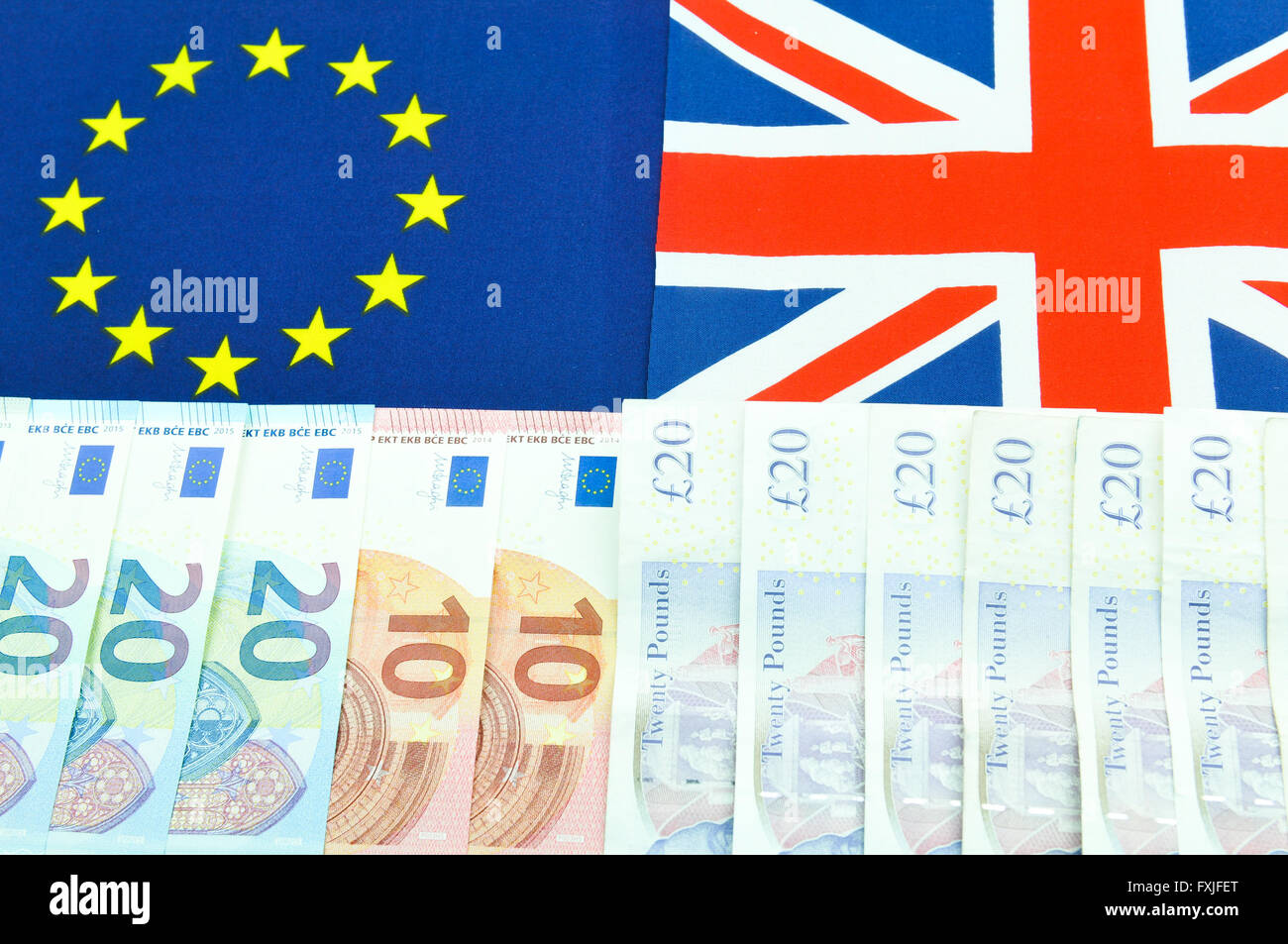 Pound versus euro concept with currency end EU flag Stock Photo - Alamy