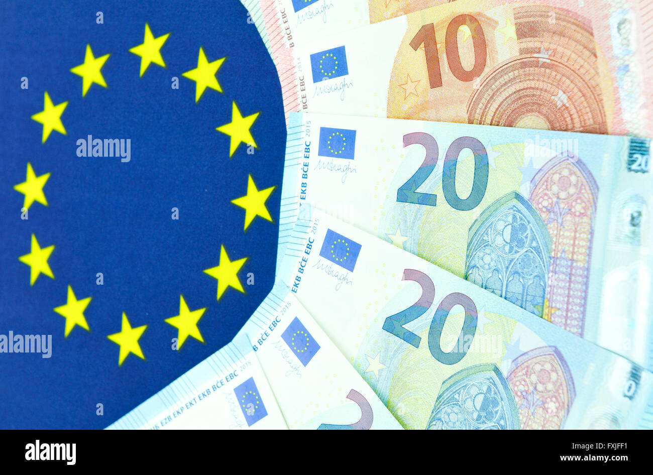 Euro zone concept with currency end EU flag Stock Photo - Alamy